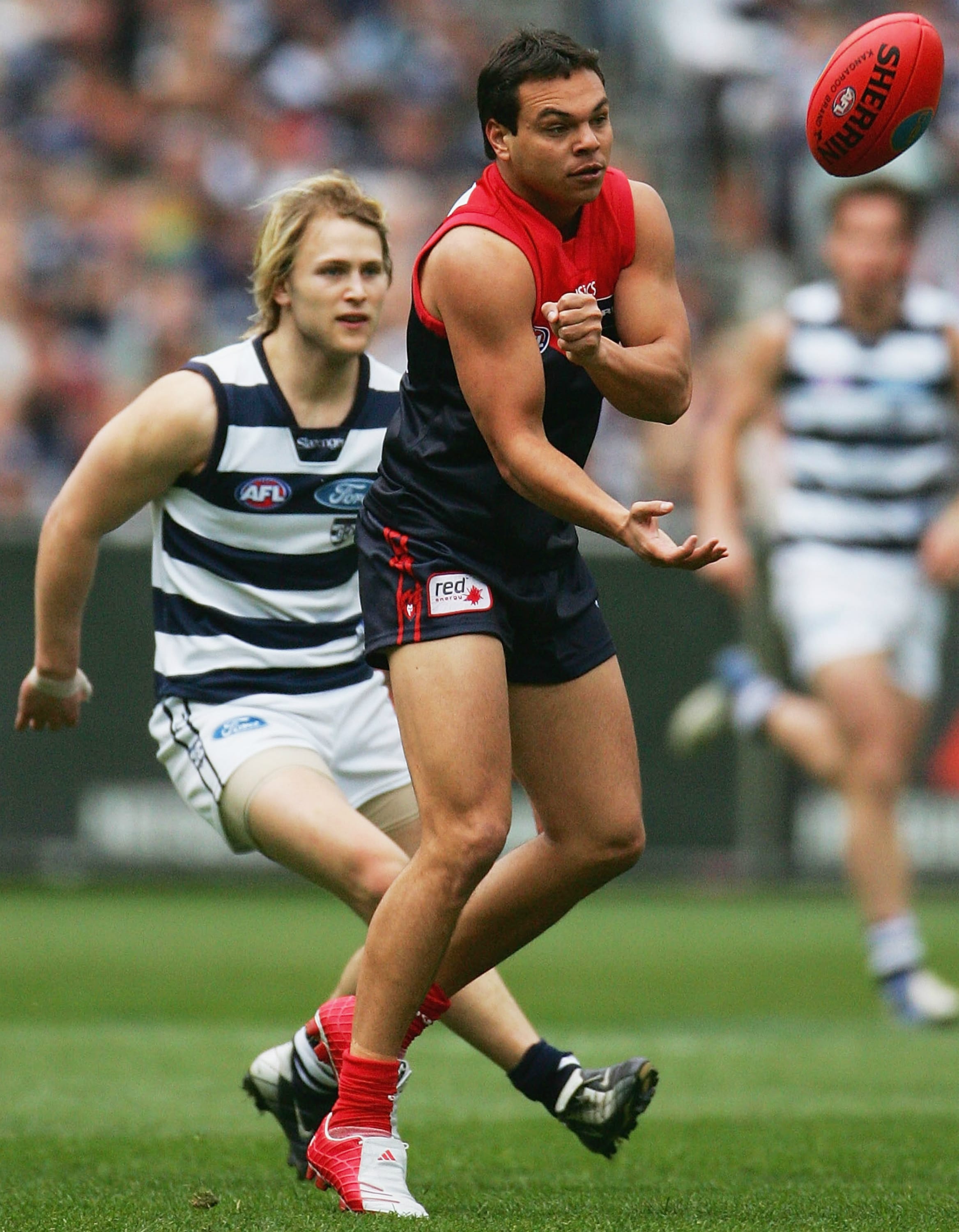 Motlop kicking goals off the field